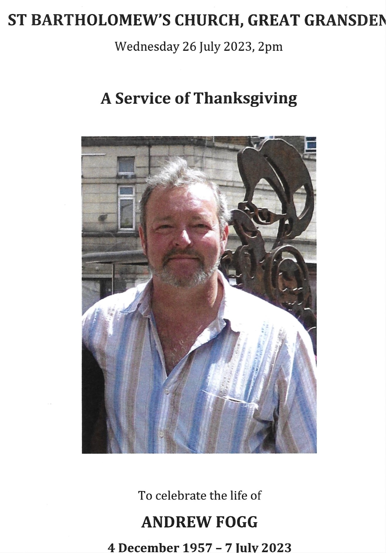 Ringing for Andrew Fogg – Great Gransden Bell Ringers